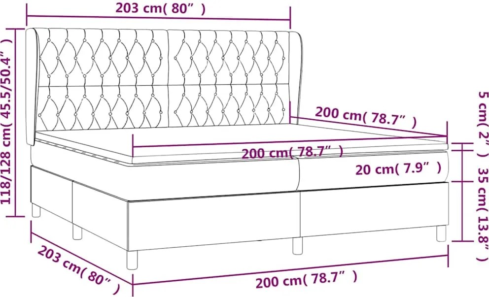 Box spring postel s matrací krémová 200x200 cm textil 3128234