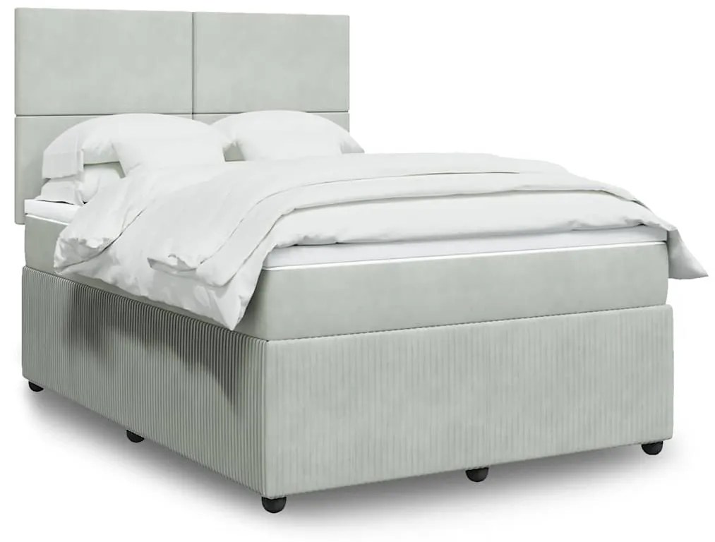 Box spring postel s matrací světle šedá 160x200 cm samet 3292376