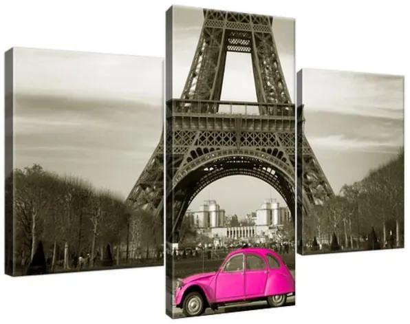 Tištěný obraz Auto Citroën 2cv před Eiffelovou věží 90x60cm 1367A_3B