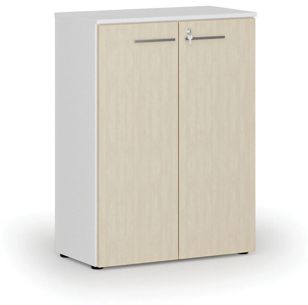 Kancelářská skříň s dveřmi PRIMO WHITE, 1087 x 800 x 420 mm, bílá/grafit