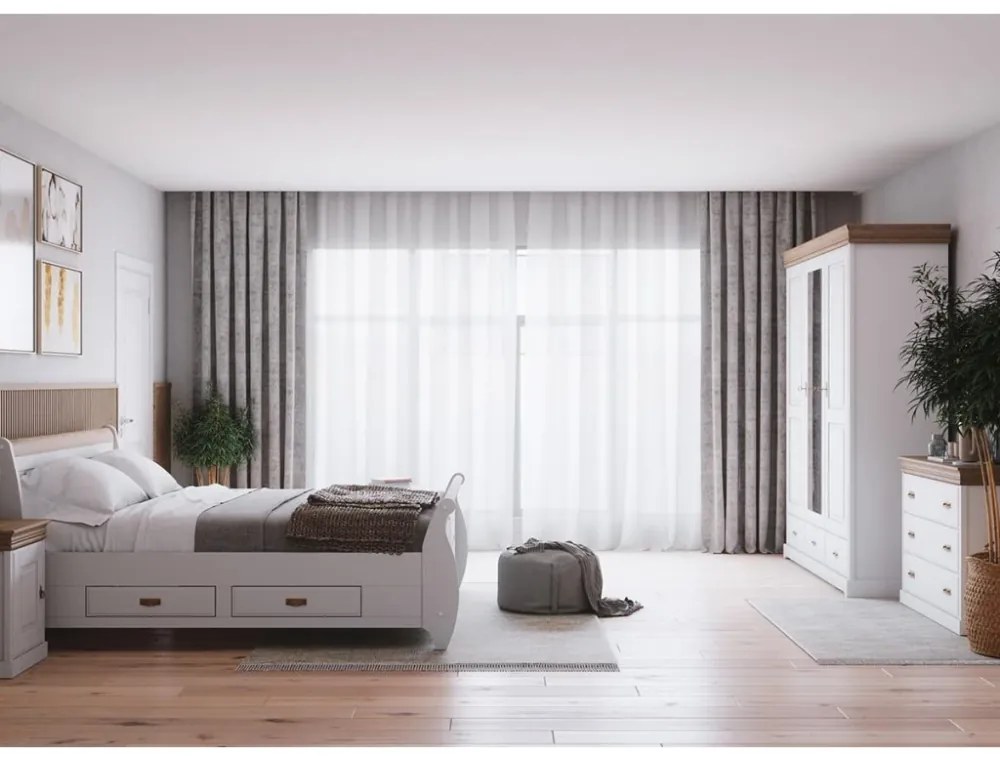 Massive home | Zásuvková komoda bílá Toscania 3S s přírodní deskou 3S