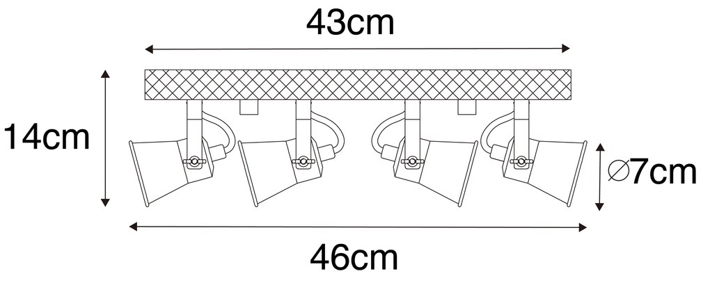 Rustikální bodové světlo černé se dřevem 4-světlo nastavitelné - Jelle