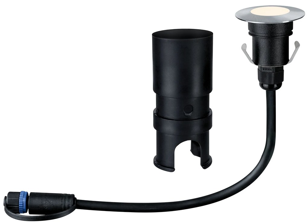 Paulmann 93951 Plug&Shine Mini, zápustné svítidlo do exteriéru 1x2,5W LED 3000K stmívatelné, stříbrná, IP65