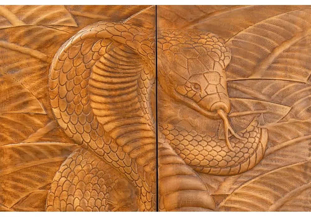 Massive home | Vysoká komoda Snake hnědá 120cm mangové dřevo