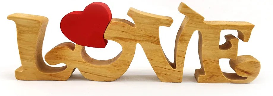 AMADEA Dřevěná dekorace nápis LOVE, masivní dřevo, 25x8 cm
