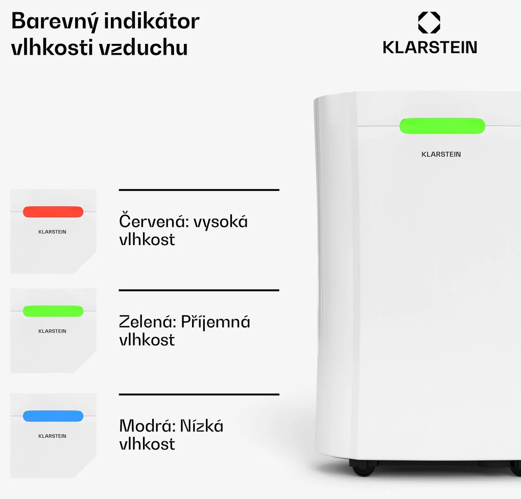 Klarstein AeroDry Smart 12 odvlhčovač vzduchu, 12 l/den, 18 m², senzor vlhkosti, ovládání pomocí aplikace, 135 m³/h