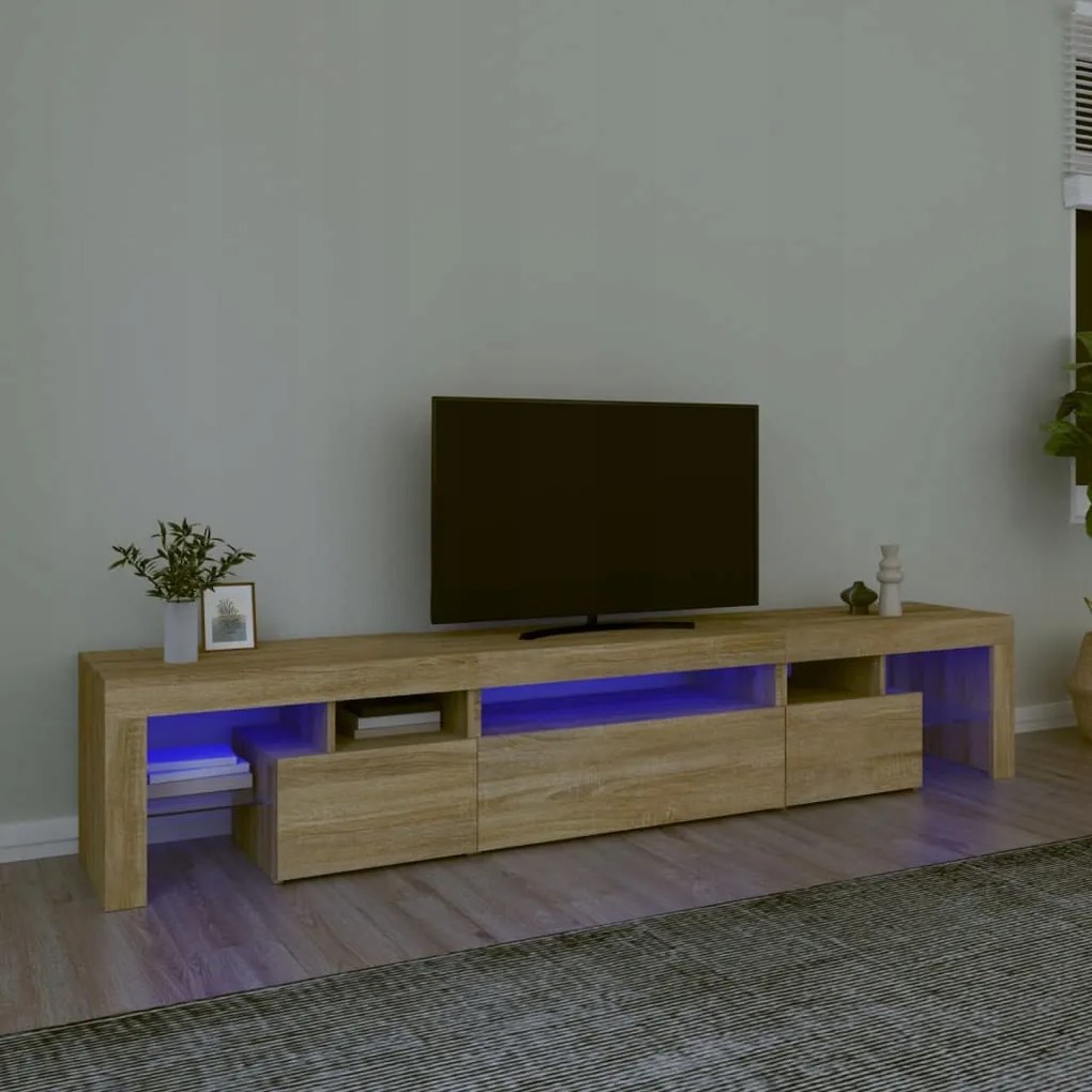 Tv Skříňka S Led Osvětlením 260X36,5X40 Cm dub sonoma 215 cm
