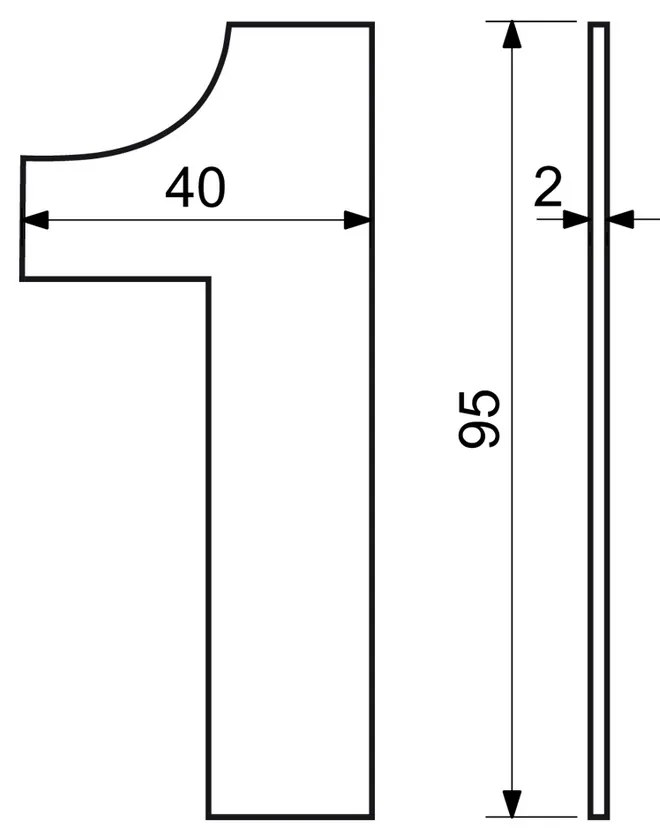 Domovní číslo "1", RN.95L, černá