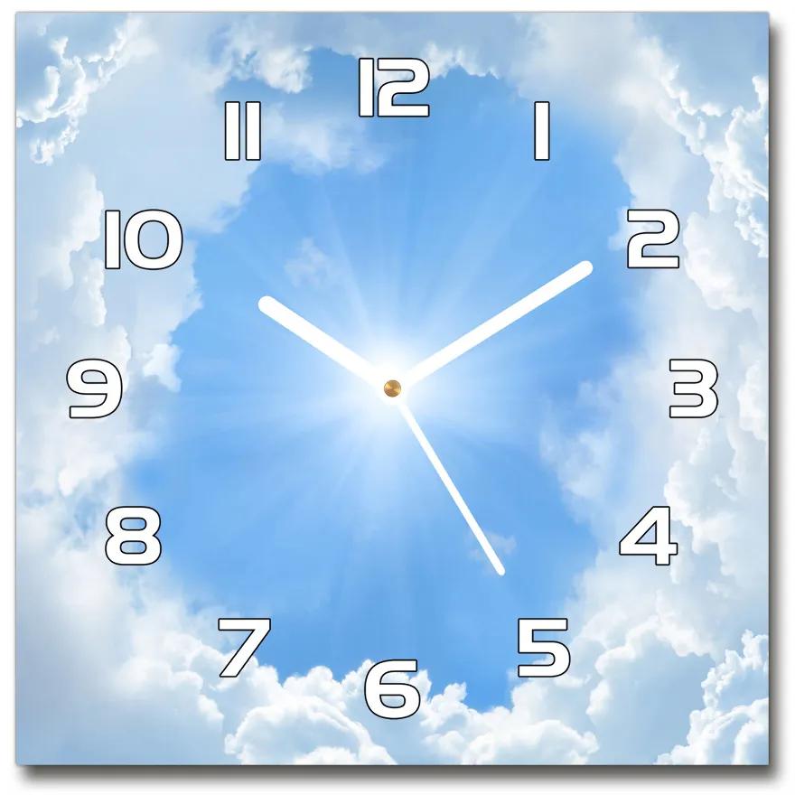 Wallmuralia Skleněné hodiny čtverec Mraky na nebi 30x30 cm