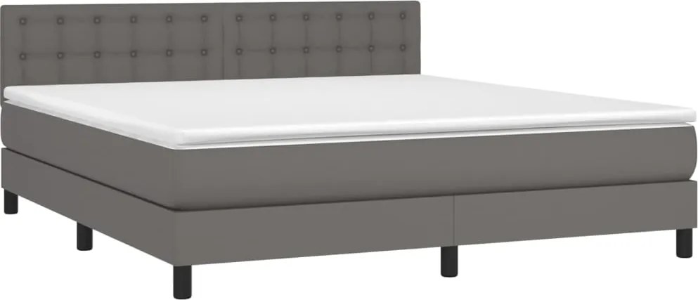 Box spring postel s matrací šedá 160x200 cm umělá kůže 3141135