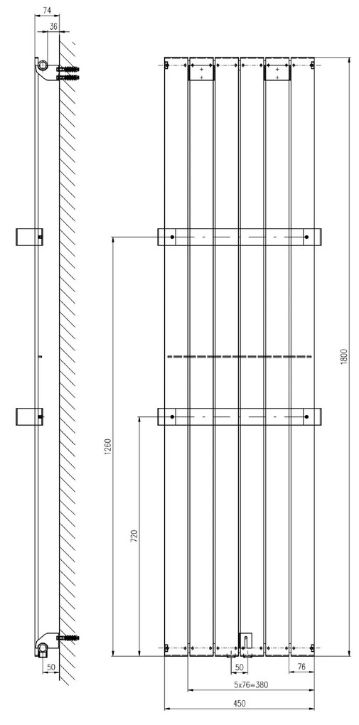 Sapho COLONNA otopné těleso 450x1800 mm, břidlice s texturou - IR147