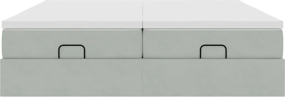 Osmanský rám postele s matracíes světle šedá 160x200cm samet 3311255