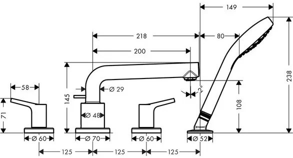 Hansgrohe Talis S čtyřotvorová baterie, 72419000