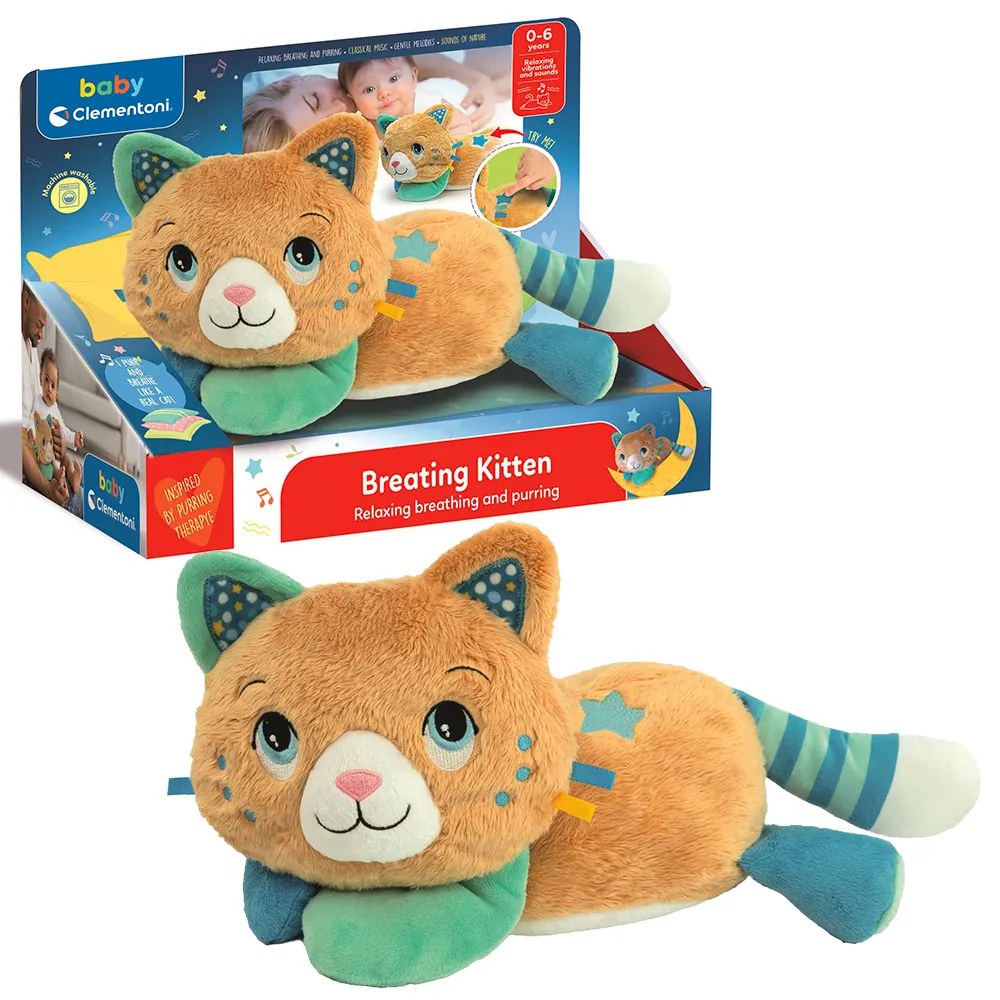 Baby Clementoni - Ron-Ron usínající plyšová kočka s předením