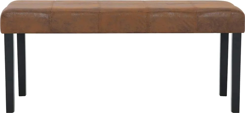 Lavice 106 cm hnědá umělá semišová kůže 281311