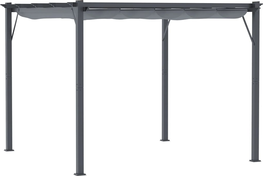 Outsunny Pergola Pavilion s posuvnou střechou pro zahradu, hliníková, antracitově šedá + tmavě šedá, 3x3x2,23m | Aosom