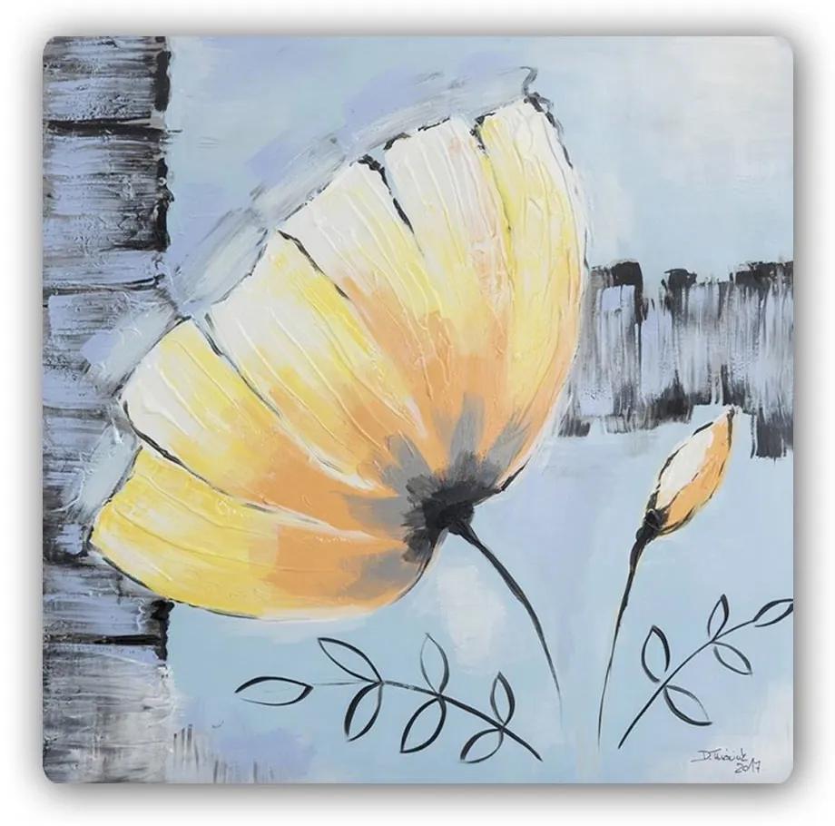 CARO Kovový obraz - Yellow Flower 3 50x50 cm