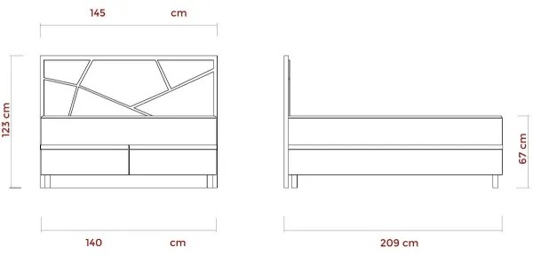 Čalouněná postel s matracemi a úložným prostorem NAOMI 140x200 cm béžová