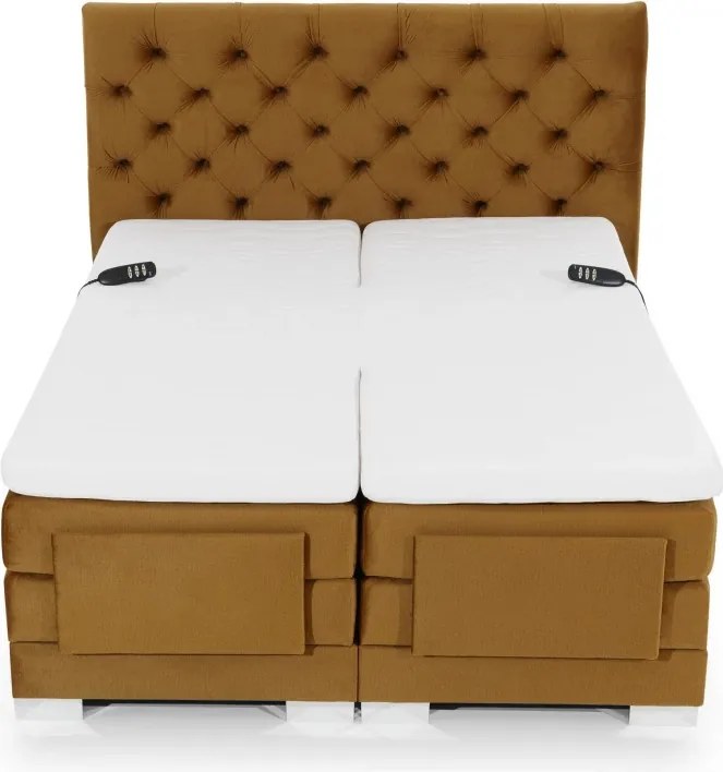 Kontinentální postel CARLINO boxspring s elektrickým polohováním 200x180, zelená (kronos 19)
