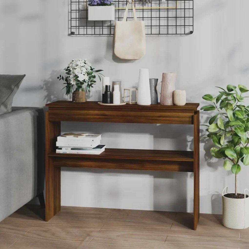 vidaXL Konzolový stolek 102 x 30 x 80 cm dřevotříska [815221] Barva: bílá s vysokým leskem