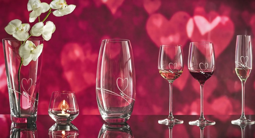 Dekorant svatby Svatební sklenice na bílé víno Romance simple s kamínky Swarovski 330ml 2KS