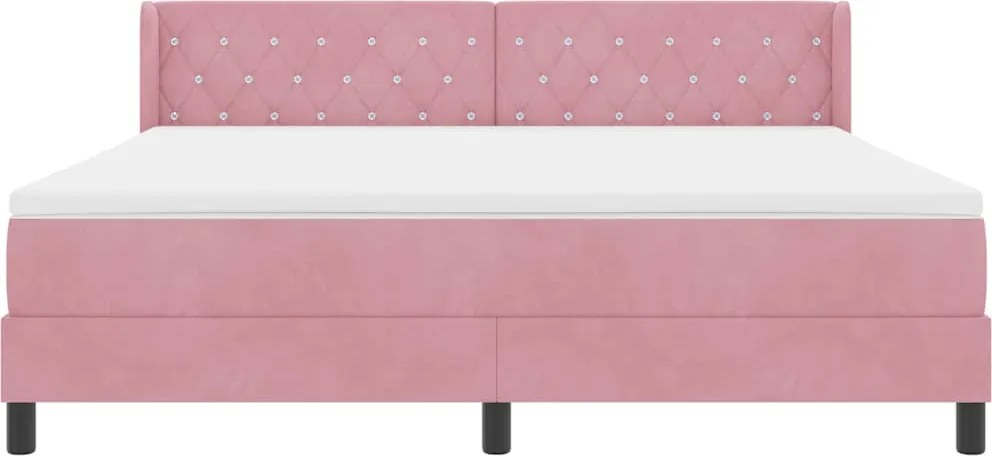 Postel s boxspringem s čelo Růžová 200 x 180 cm samet 3341431