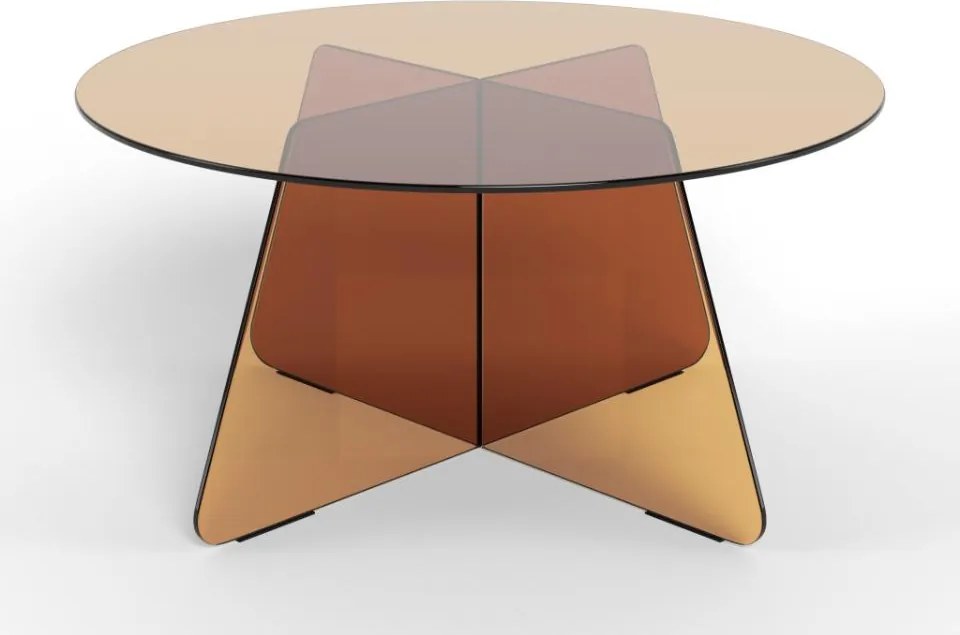 Skleněný konferenční stolek Samos 80 cm hnědý