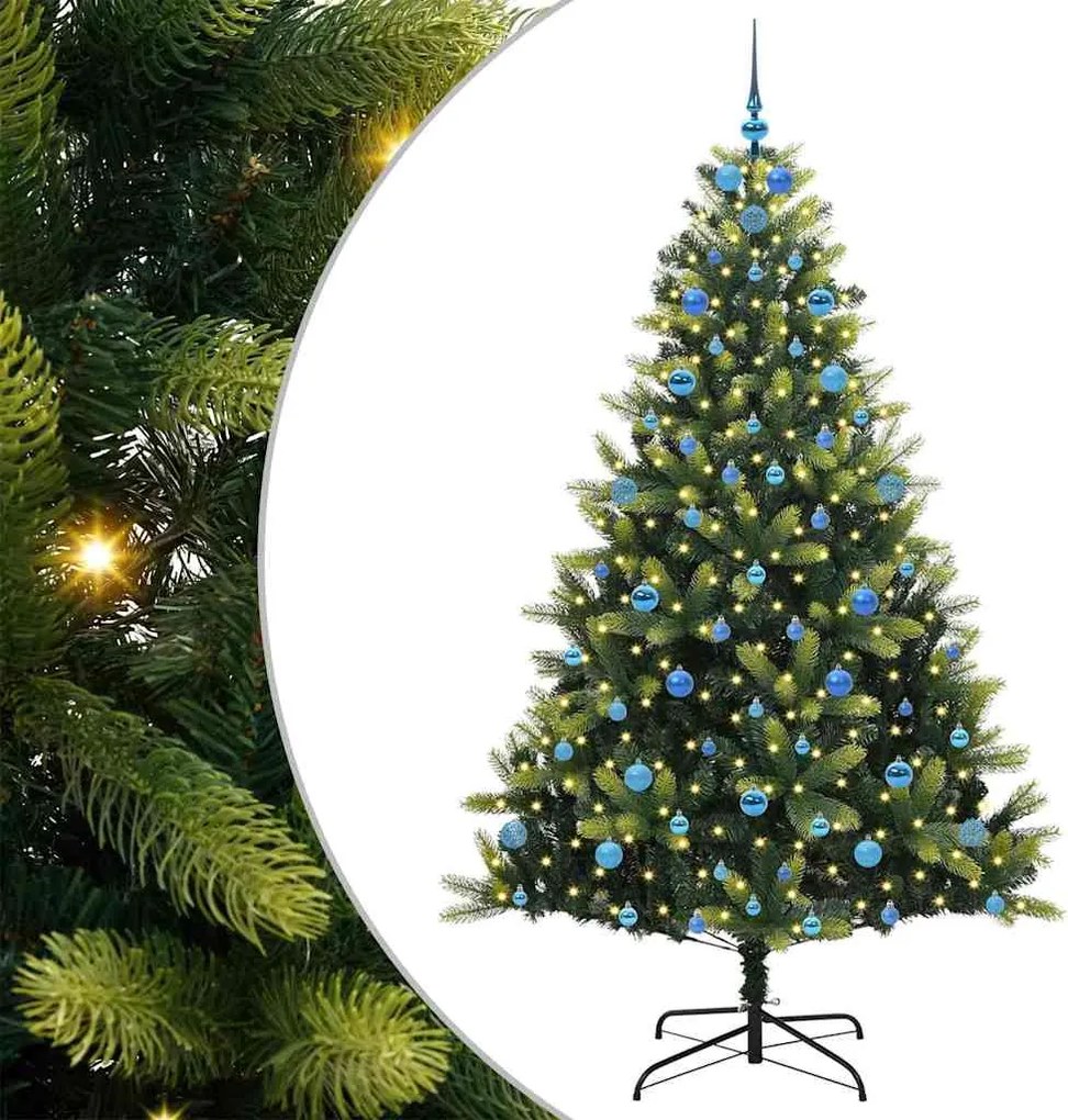 Umělý skládací vánoční stromeček 300 LED Zelená 210 cm PVC a PE 3396007