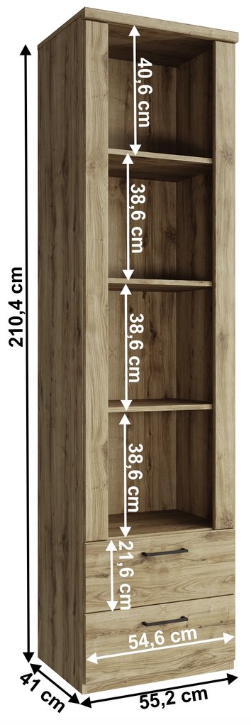 Kondela Otevřený regál 2S, dub navarra, DORSI