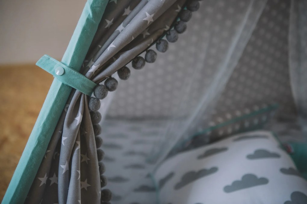 Vigvam design Teepee Stars Mint - čtvercové s doplňky