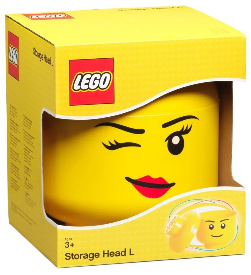 Žlutý úložný box ve tvaru hlavy LEGO® Winky, ⌀ 24,2 cm