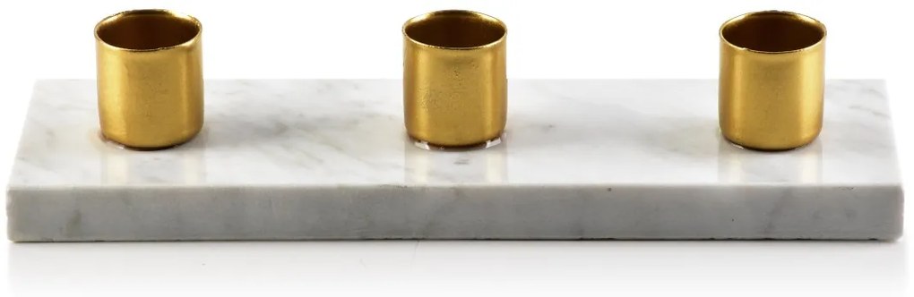Hranatý svícen Cedric Marble 20 cm zlatý