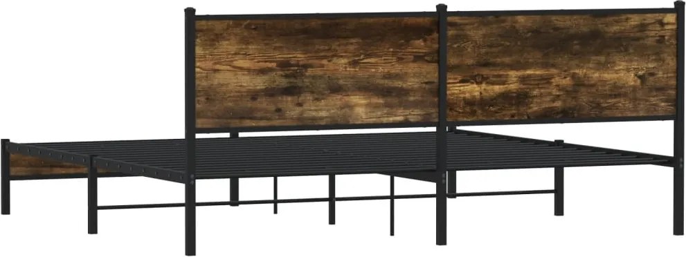 Kovový rám postele bez matrace kouřový dub 200 x 200 cm 3301380