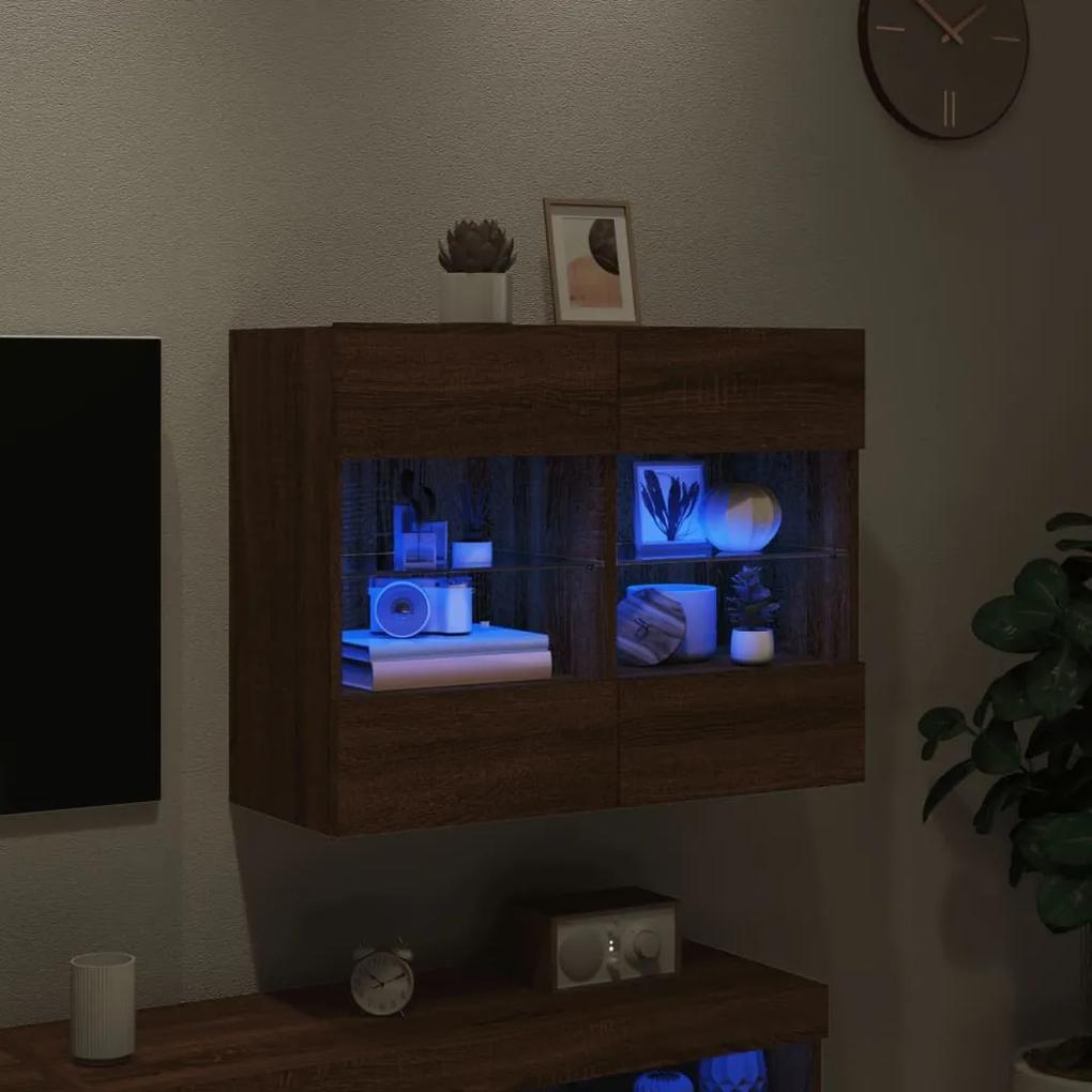 vidaXL Nástěnná TV skříňka s LED osvětlením 78,5 x 30 x 60,5 cm [837105] Barva: kouřový dub