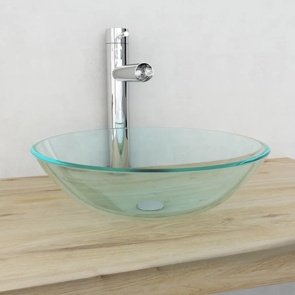 Umyvadlo z tvrzeného skla 42 cm transparentní 142229