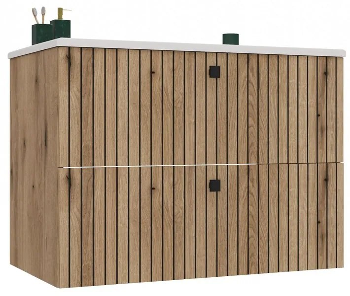 Závěsná skříňka s umyvadlem TIGO 2S 80 cm dub evoke