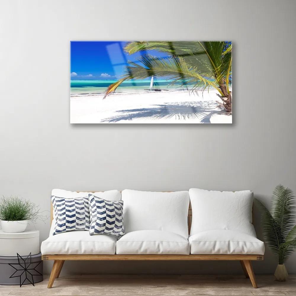 Obraz na skle Pláž Palma Krajina 140x70 cm