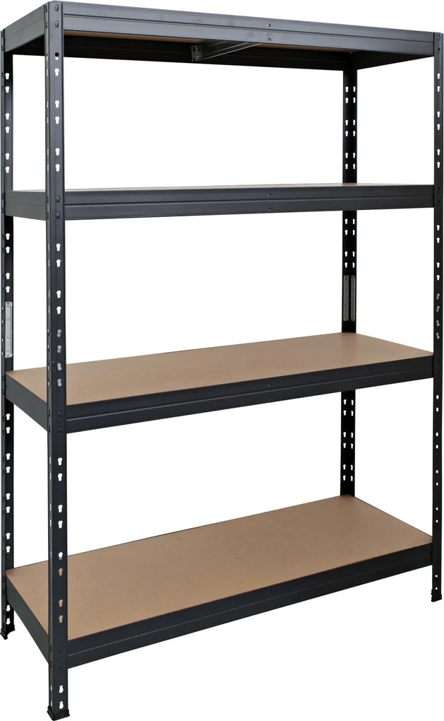 AR Shelving Kovový regál RIVET antracitový, 4 police, 250 kg, 180 x 120 x 45 cm