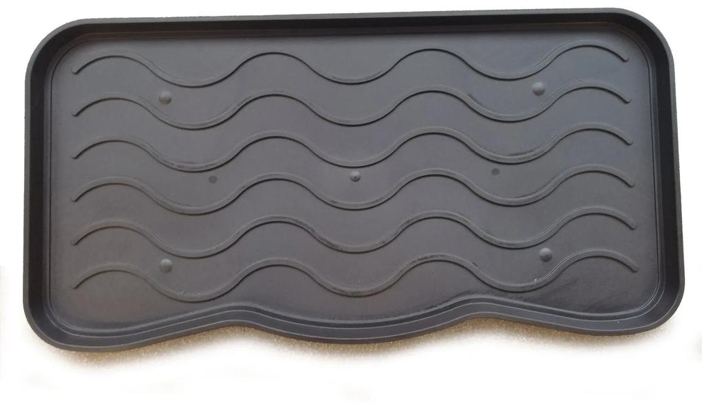 Černý plastový odkapávač na boty FLOMA Waves - 38 x 75 cm