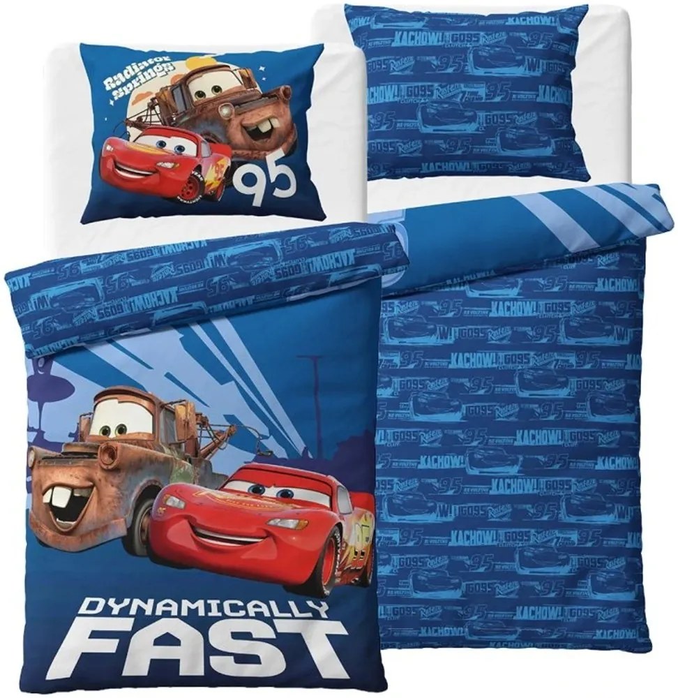 Bavlněné ložní povlečení Auta 3 / Cars 3 - motiv Blesk McQueen a Burák - 100% bavlna - 70x90 cm + 140x200 cm