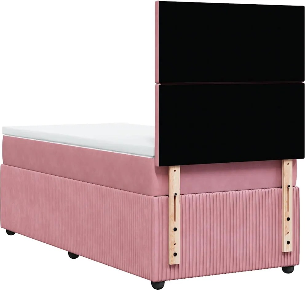 Box spring postel s matrací růžová 90x200 cm samet 3292237