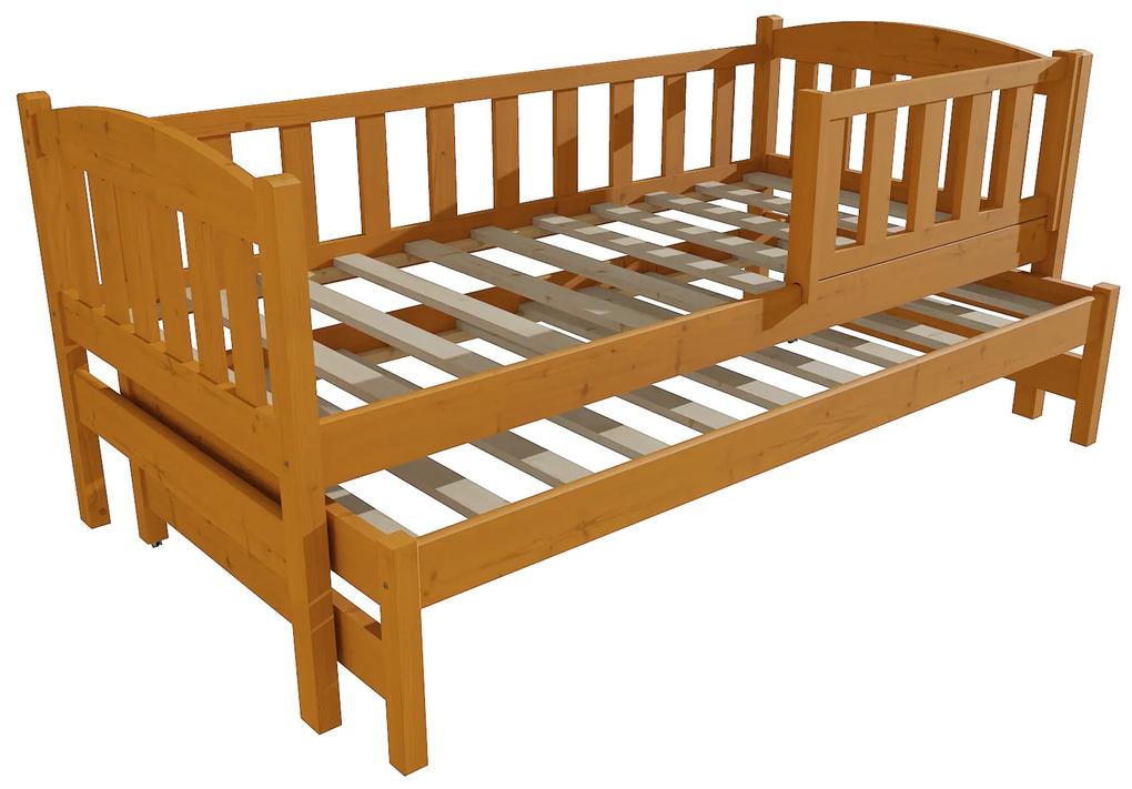 Vomaks Dětská postel s výsuvnou přistýlkou DPV 013 se zábranou Rozměr: 80 x 200 cm, Barva: barva růžová