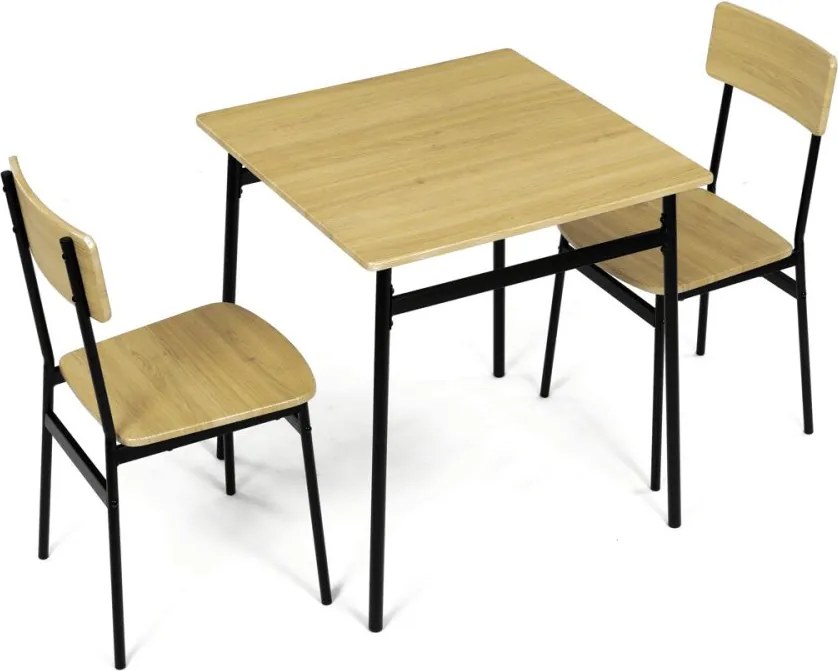 Set jídelní (1+2), MDF, dekor divoký dub, černý kov hnědá