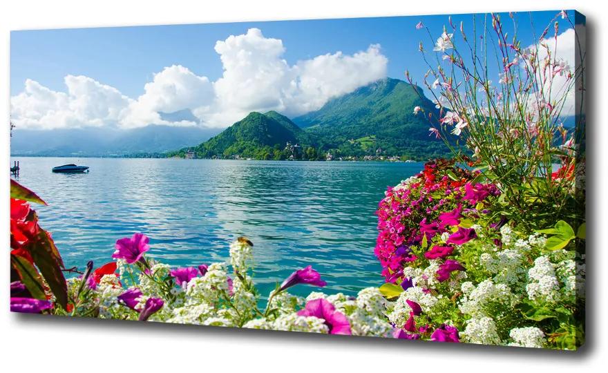 Wallmuralia Moderní fotoobraz canvas na rámu Květiny nad jezerem 100x50