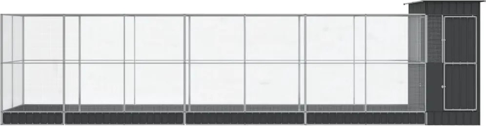 Voliéra s nástavbou stříbrná 830 x 203 x 216 cm ocel 3214260