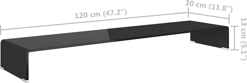 TV stolek / podstavec na monitor sklo černý 120x30x13 cm 244141