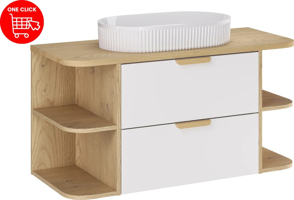 Comad Koupelnová skříňka s deskovými umyvadly set Aster White 100 bílá/dub cremona