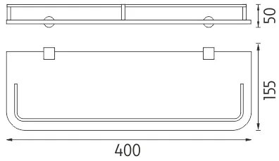 Police do koupelny skleněná s ohrádkou, matné sklo, úchyty chrom, 40 cm NIMCO BORMO BR 11091AX-40-26
