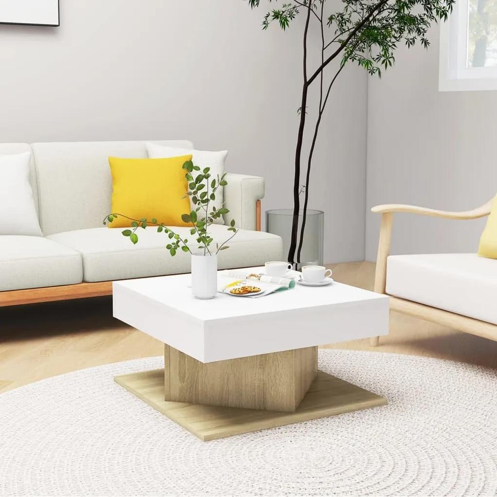 vidaXL Konferenční stolek 57 x 57 x 30 cm dřevotříska [808369] Barva: bílá s vysokým leskem