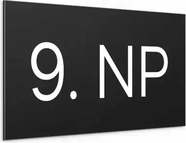 ACCEPT Označení podlaží "9. NP" - stříbrná tabulka - černý popis
